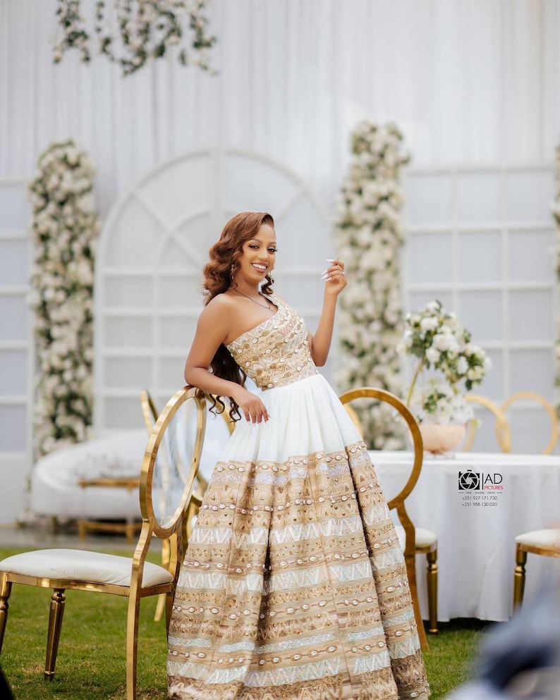 Ethiopian and Eritrean Wedding Dress | Habesha Kemis With Tibebe ...