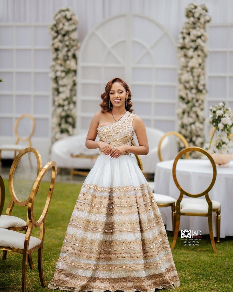 Ethiopian and Eritrean Wedding Dress | Habesha Kemis With Tibebe ...