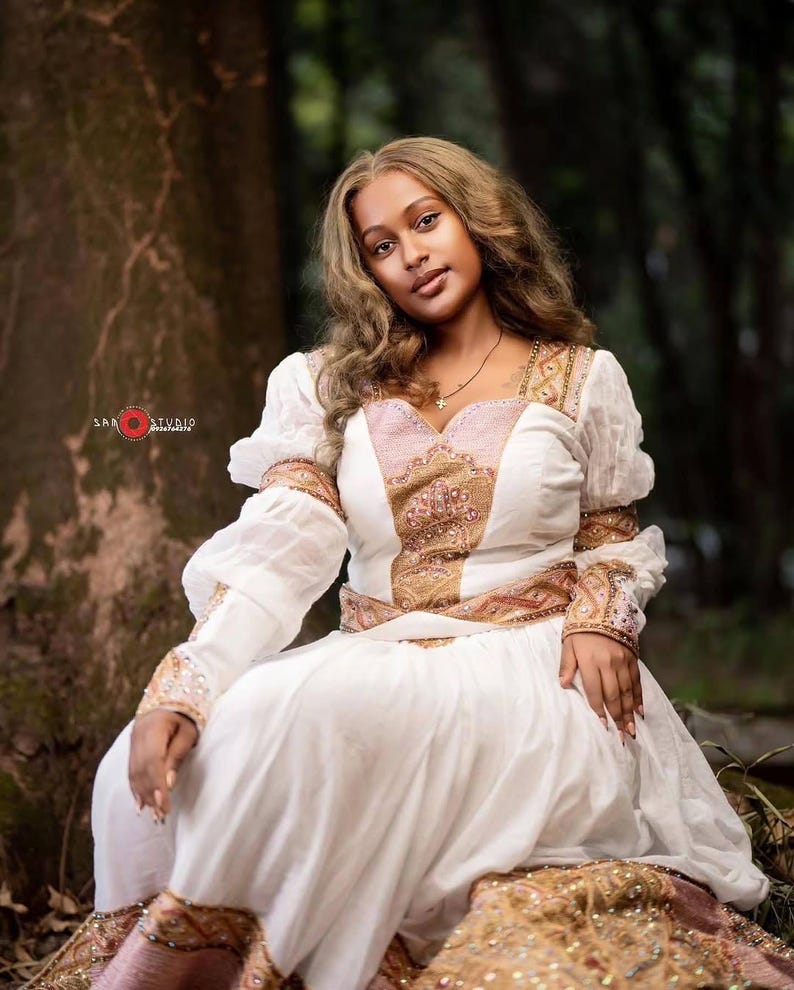Ethiopian and Eritrean Wedding Dress | Habesha Kemis With Tibebe ...