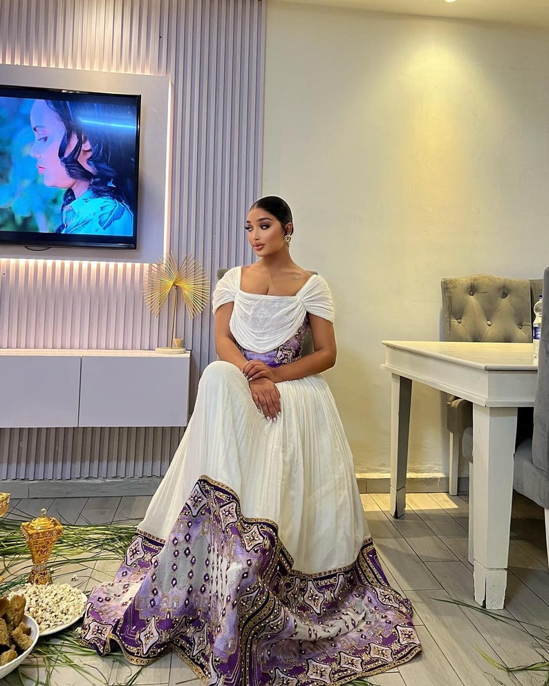 Ethiopian and Eritrean Wedding Dress | Habesha Kemis With Tibebe ...