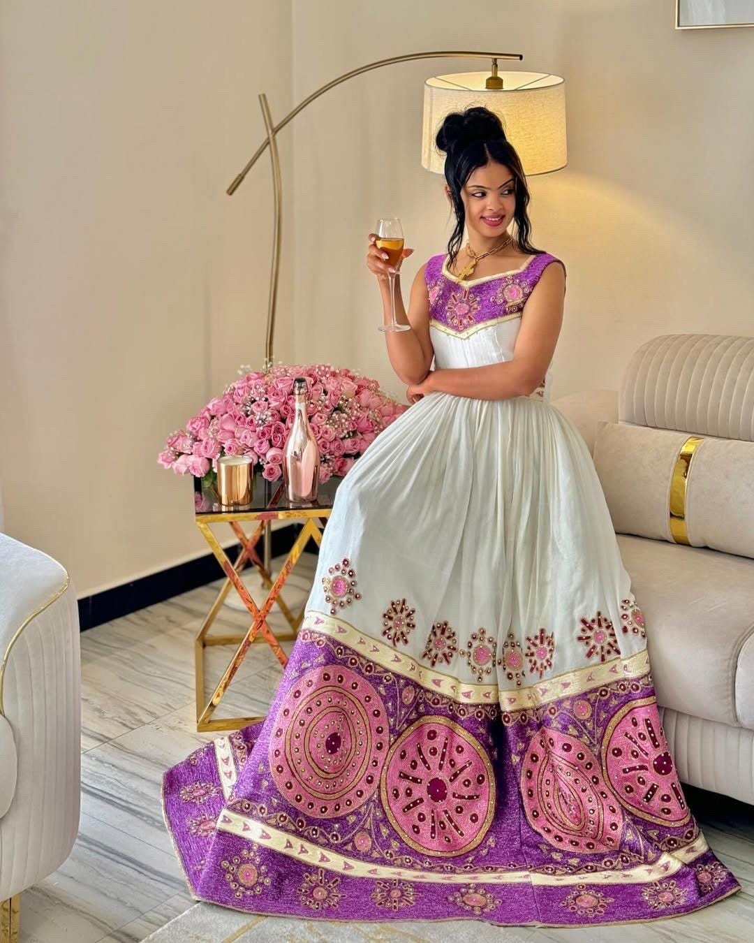 Ethiopian and Eritrean Wedding Dress | Habesha Kemis With Tibebe ...