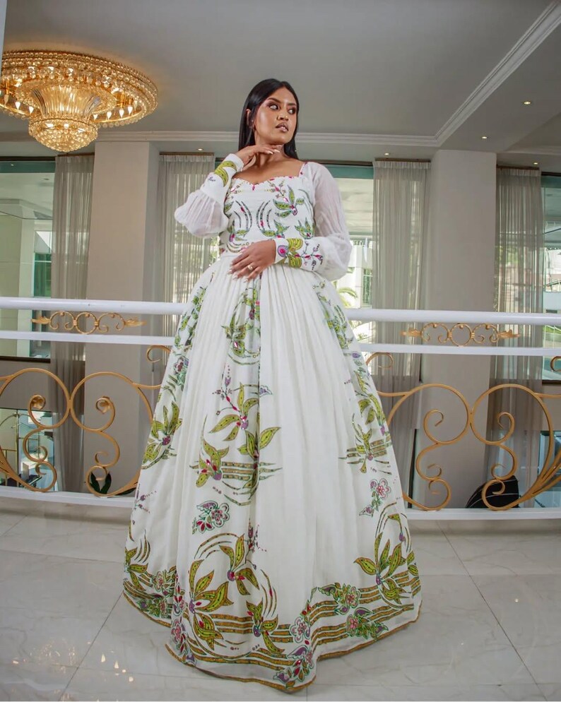Ethiopian and Eritrean Wedding Dress | Habesha Kemis With Tibebe ...