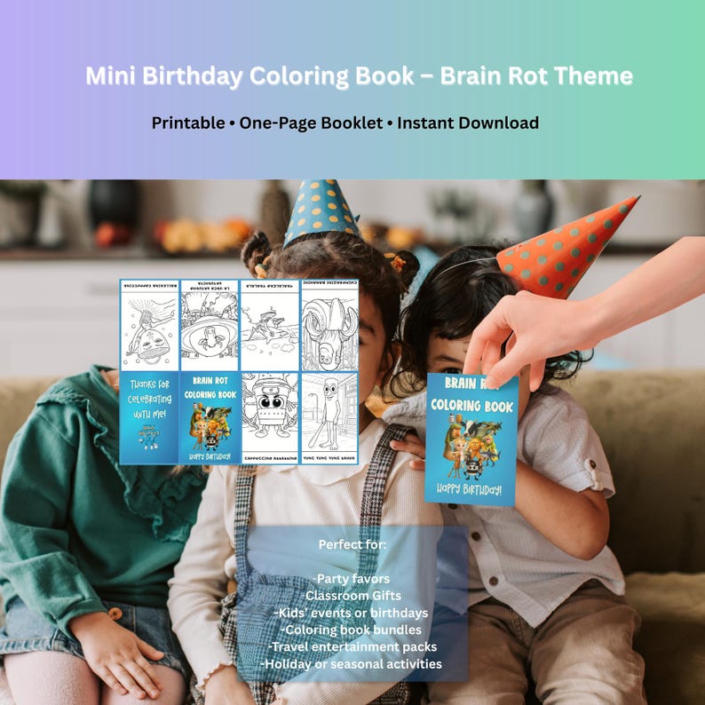 Brainrot Mini Coloring Book Template | Printable Coloring Book | One ...