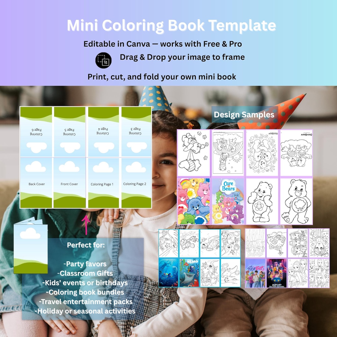 Editable Mini Coloring Book Template | Canva DIY Printable | One-page ...