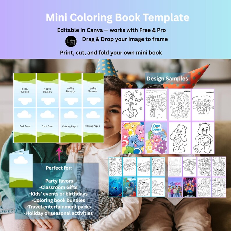 Editable Mini Coloring Book Template | Canva DIY Printable | One-page ...