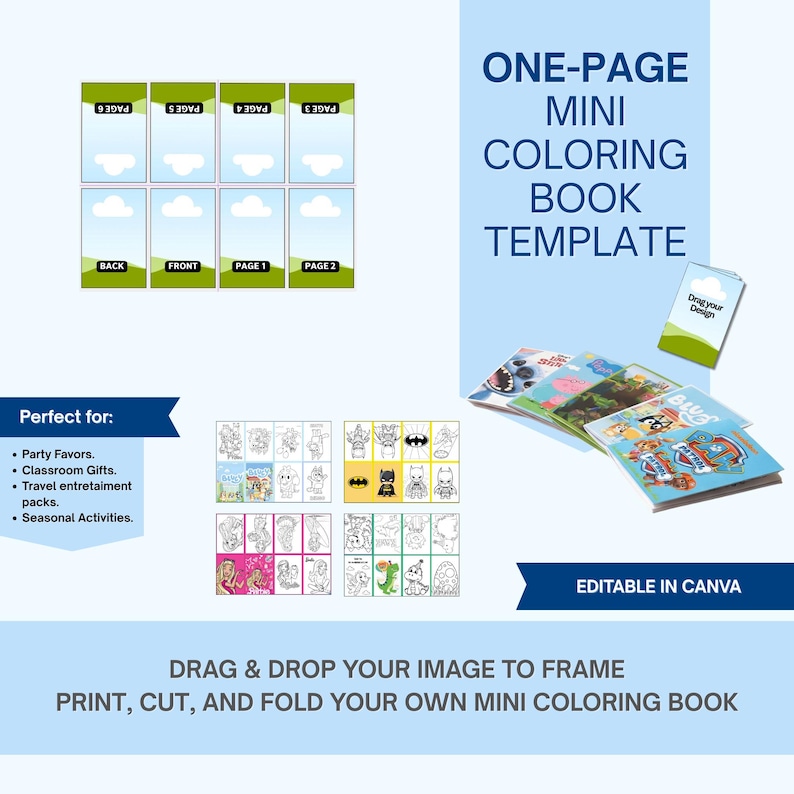Editable Mini Coloring Book Template | Canva DIY Printable | One-page ...