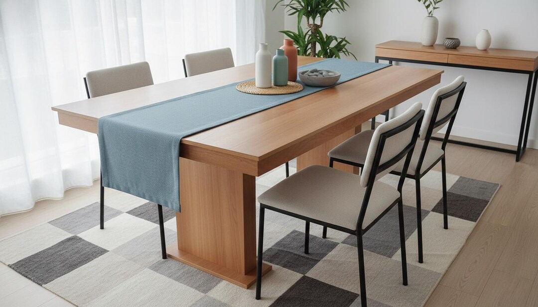 Slate Blue Table Runner | Heat Resistant Blackout Fabric - Etsy