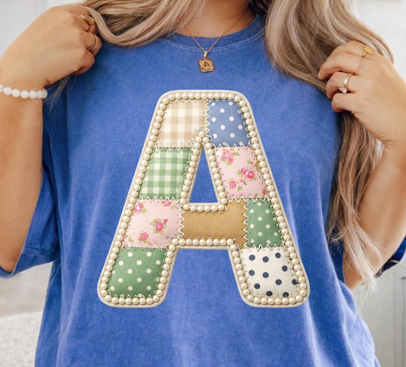 Patchwork Alphabet PNG, Coquette Letters A-Z Bundle, Faux Quilted ...