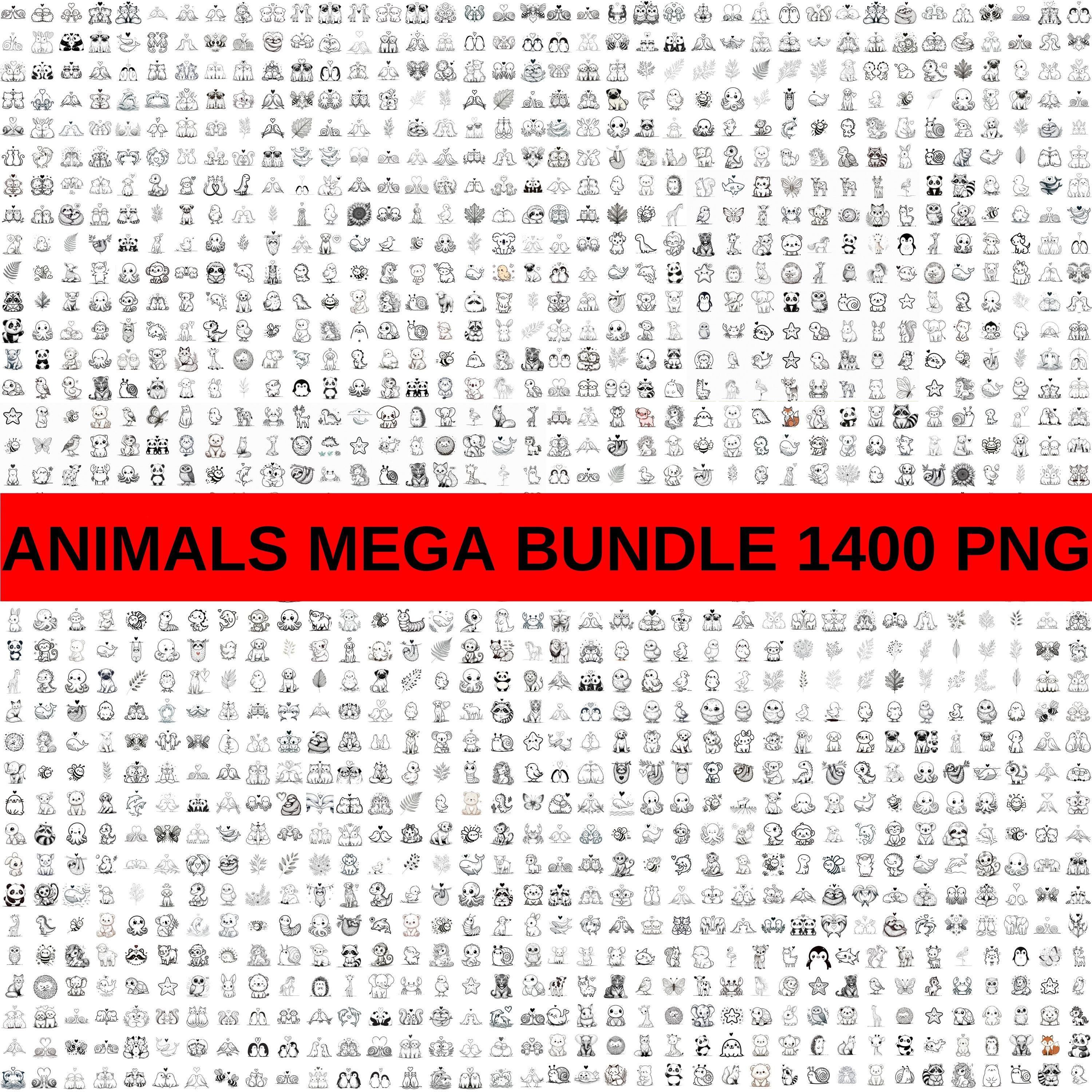 Animal Svg Bundle, Cute Animal Png Clipart, Cartoon Animal Svg, Mega ...