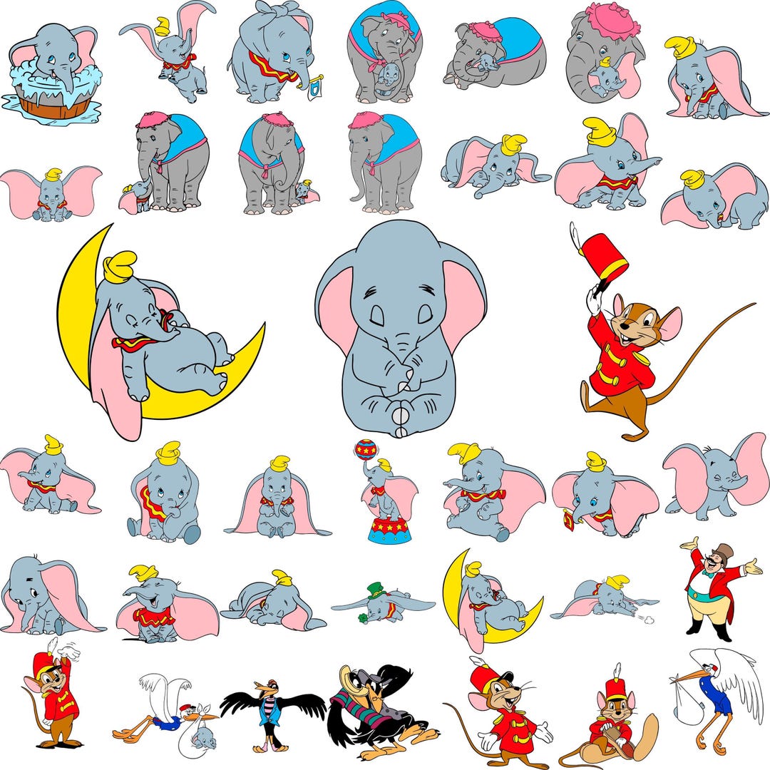 Dumbo SVG Bundle, Baby Elephant Svg Files for Cricut, Cute Dumbo Png ...