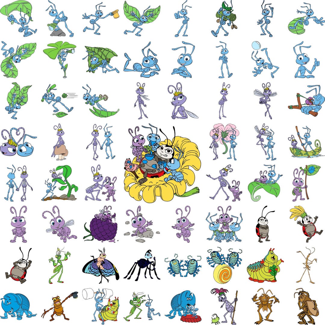 Bugs Life SVG Bundle, Ants Cartoon Clipart, Cute Insect PNG Pack ...