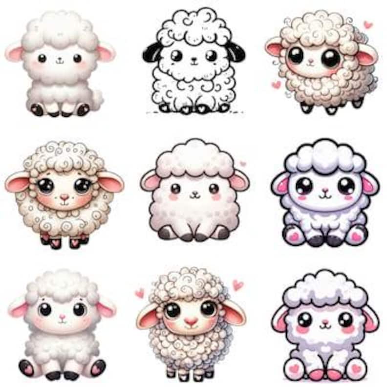 Cute Sheep Png Bundle, Baby Lamb Clipart, Kawaii Sheep Png for Cricut ...