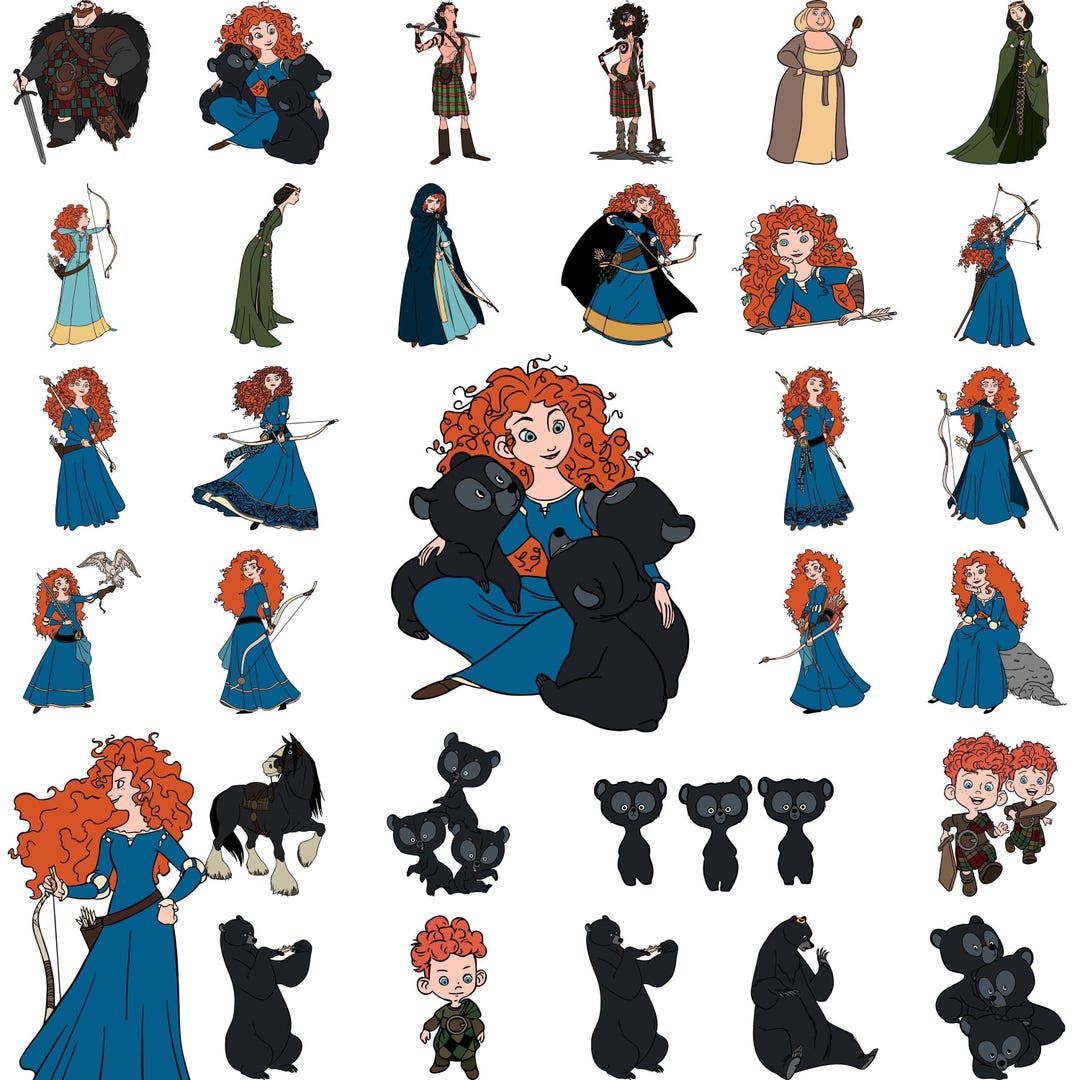Brave Princess Svg Bundle, Merida Svg, Bear Svg, Archer Svg, Princess ...