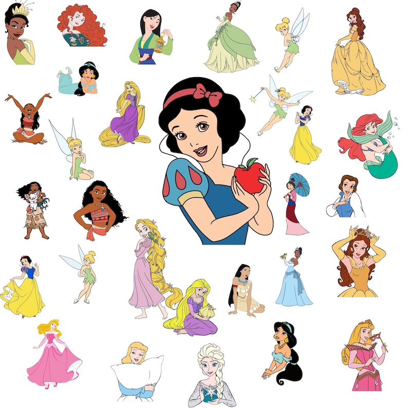 Princess SVG Bundle, Elsa Anna Rapunzel Ariel Moana Svg Files, Fairy ...