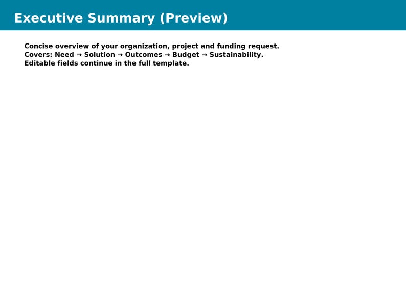 Editable Grant Proposal Template | Professional Word Document (instant ...