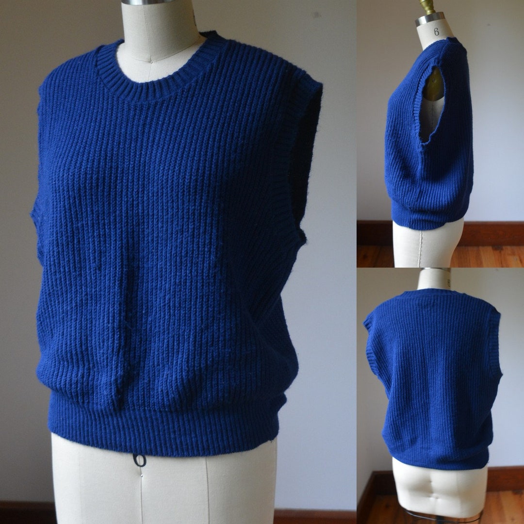 80's Vintage Navy Blue Preppy Sweater Vest Size Medium, Vintage Navy ...