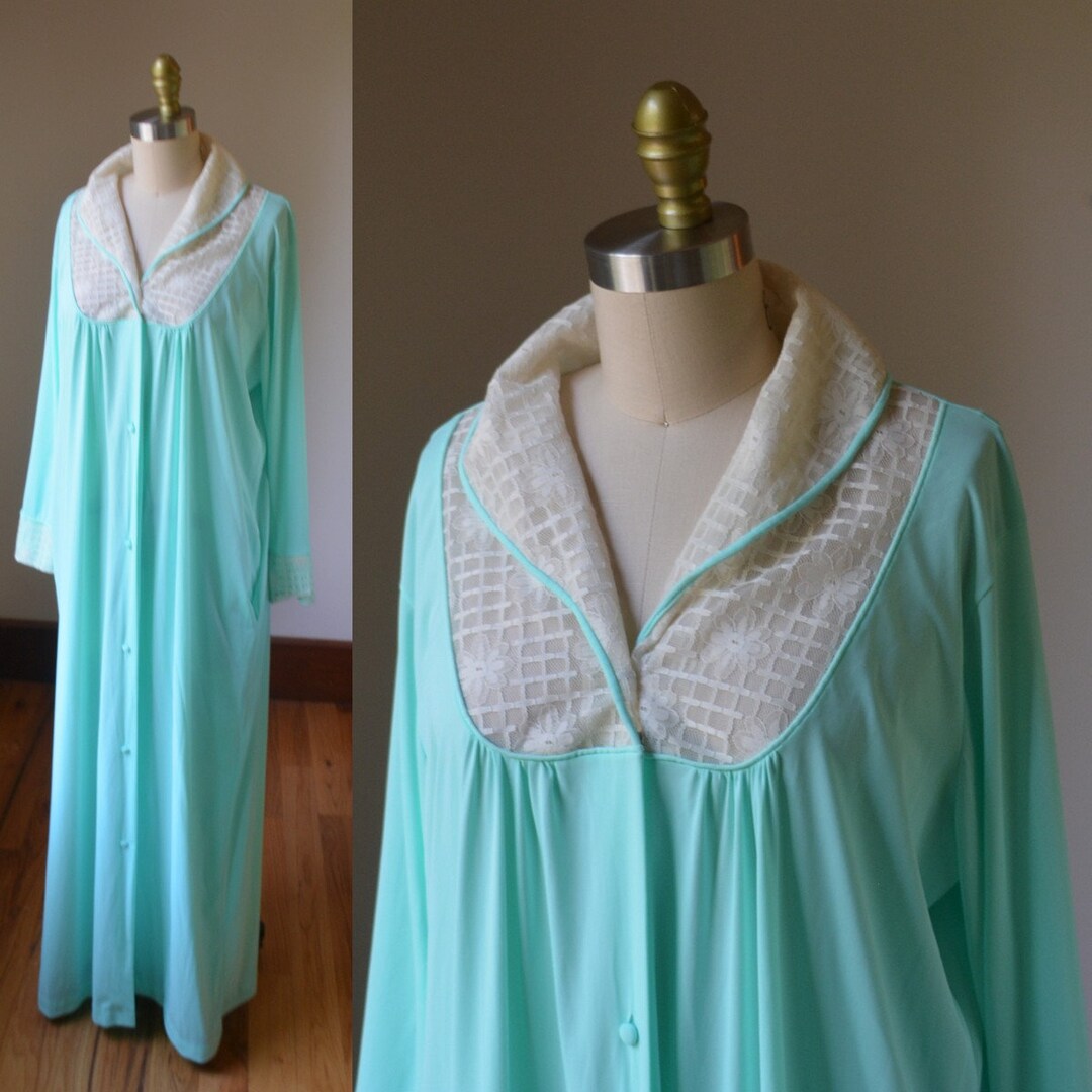 1960's Lime Green Lace Robe by Kayser Size Large, Vintage Peignoir ...