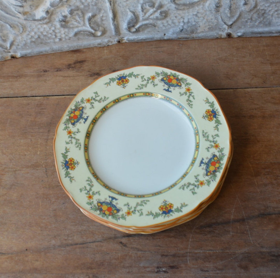 Collection of Six 8 Plates by Crown Ducal of England, Vintage Set of ...