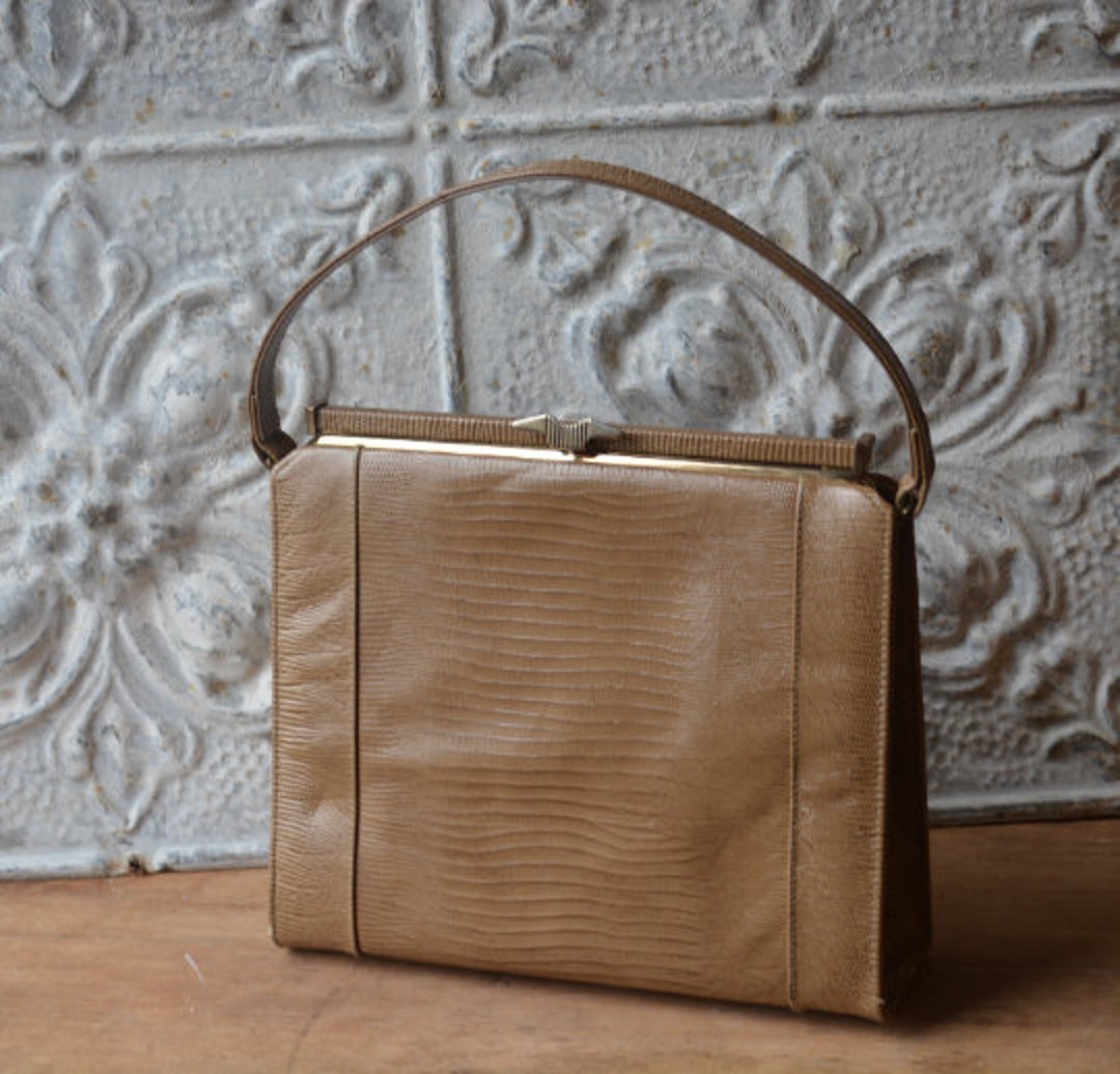 1960's Beautiful Top Handle Taupe/light Brown Vintage Handbag - Etsy
