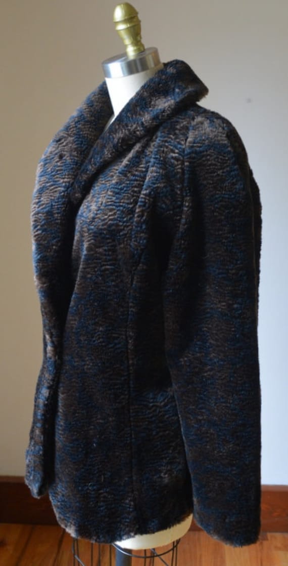 1990's Brown Cropped Faux Fur Coat By Maria Dionisiou… - Gem
