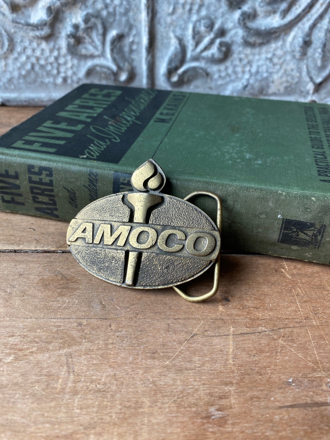 Vintage Amoco Brass Belt Buckle USA Made by the Great American Buckle ...