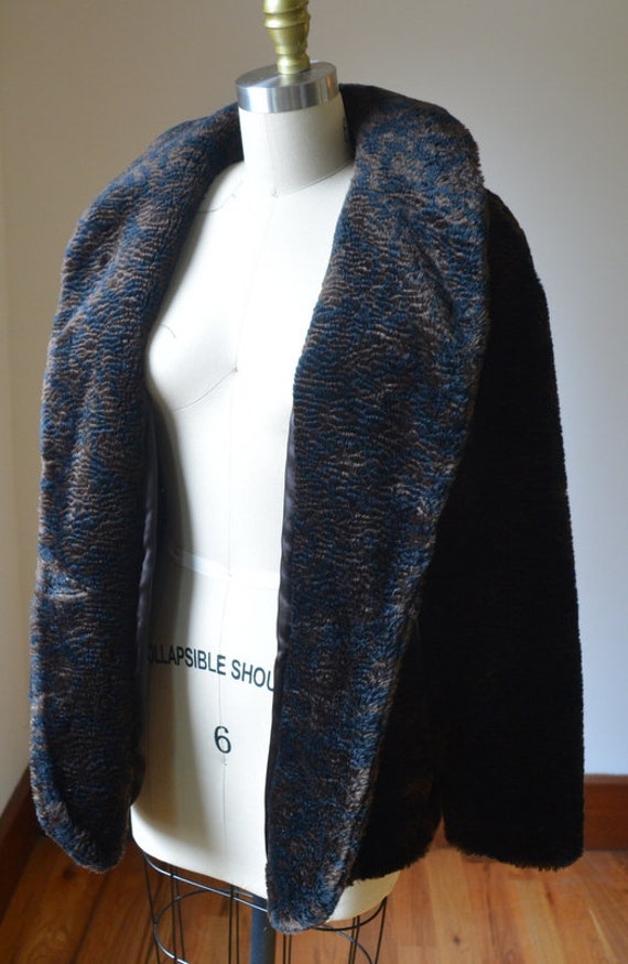 1990's Brown Cropped Faux Fur Coat By Maria Dionisiou… - Gem