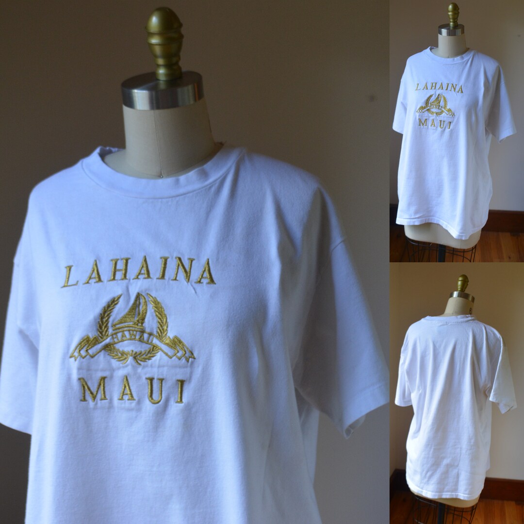 Vintage Lahaina Maui White Cotton Graphic Tee Size L, Vintage White ...