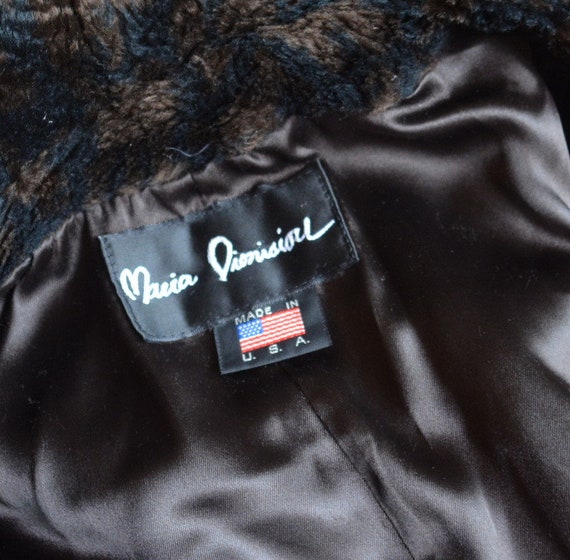 1990's Brown Cropped Faux Fur Coat By Maria Dionisiou… - Gem