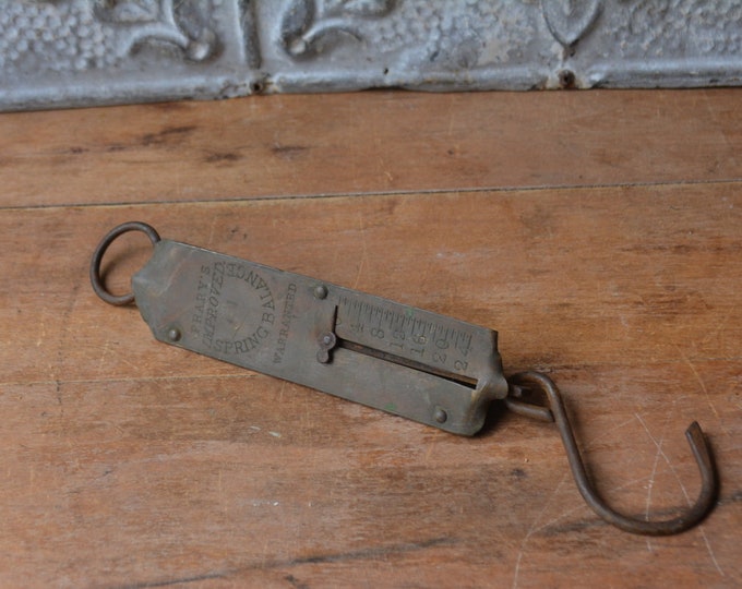 Vintage Hanging Spring Scale by Frary's Improved, Antique Metal Spring ...