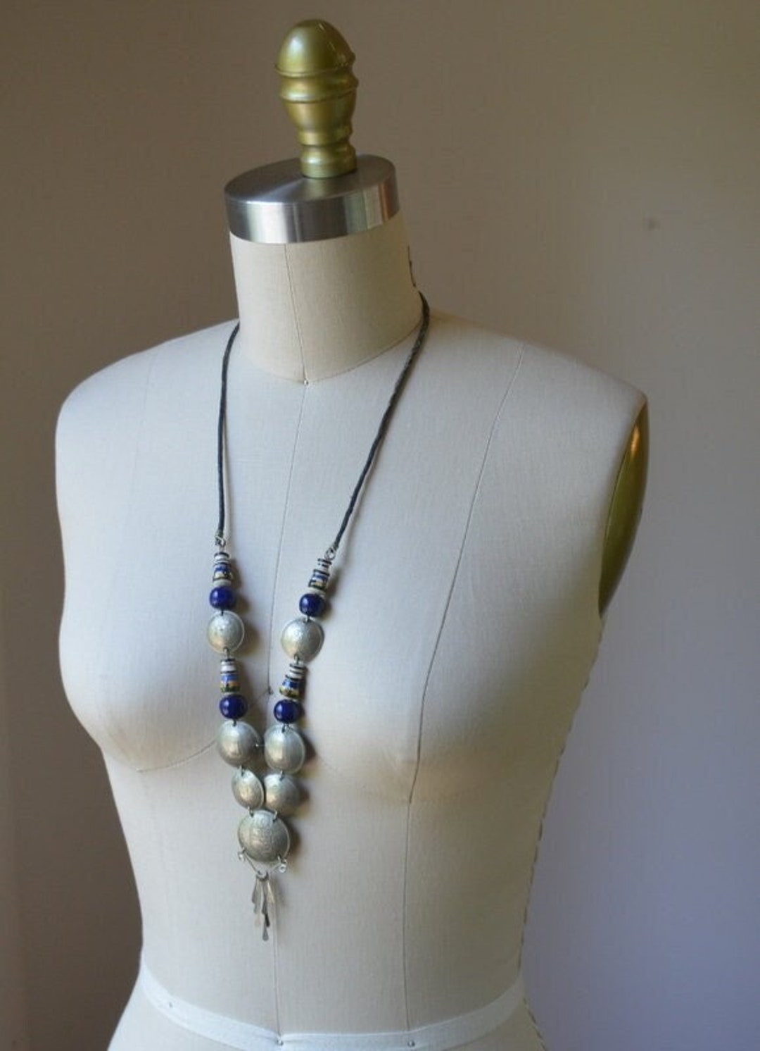 Vintage Peruvian Silver Coin and Beaded Necklace - Etsy