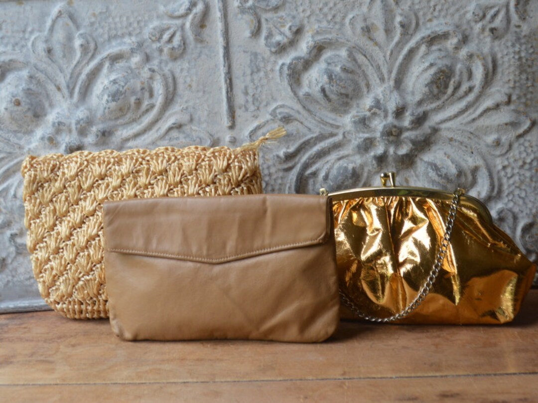 Trio of 1960's Gold/yellow Toned Formal Handbags, Collection of Three ...
