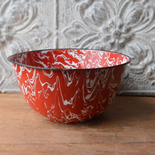 Red Enamel Bowl - Etsy