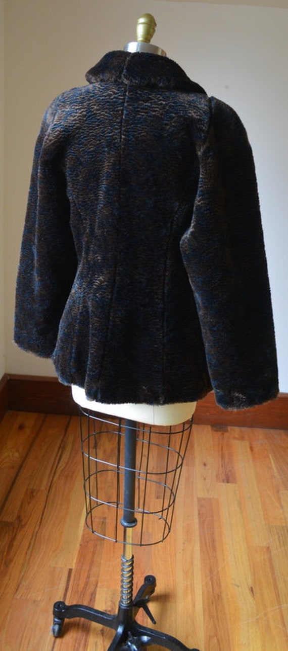 1990's Brown Cropped Faux Fur Coat By Maria Dionisiou… - Gem