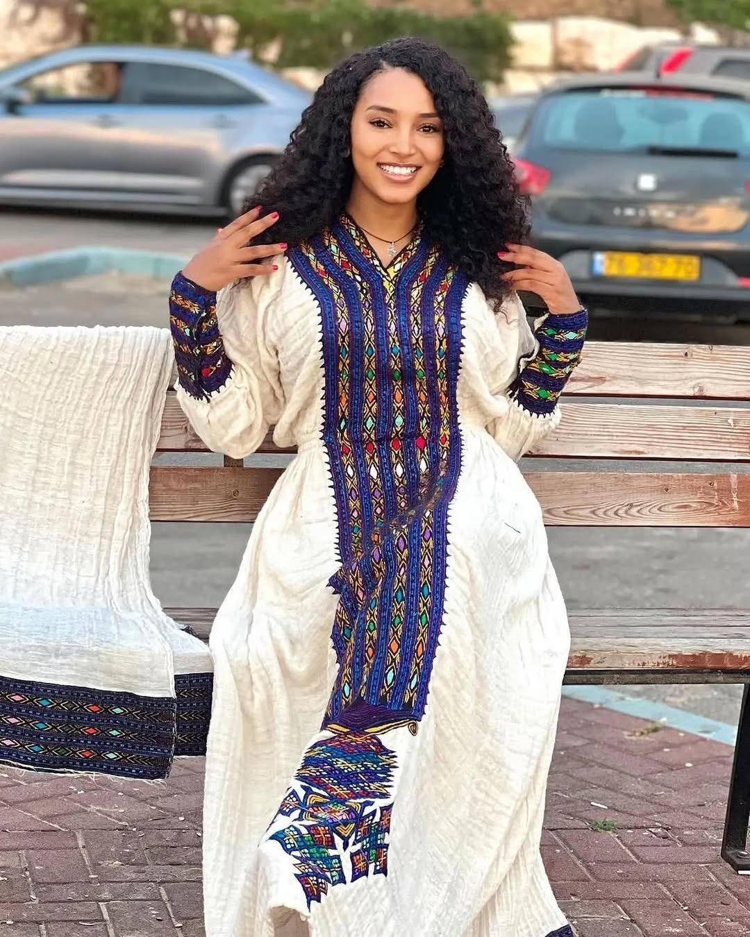 Handwoven Axum Kemis: Ethiopian Cotton Dress With Tibeb Embroidery - Etsy