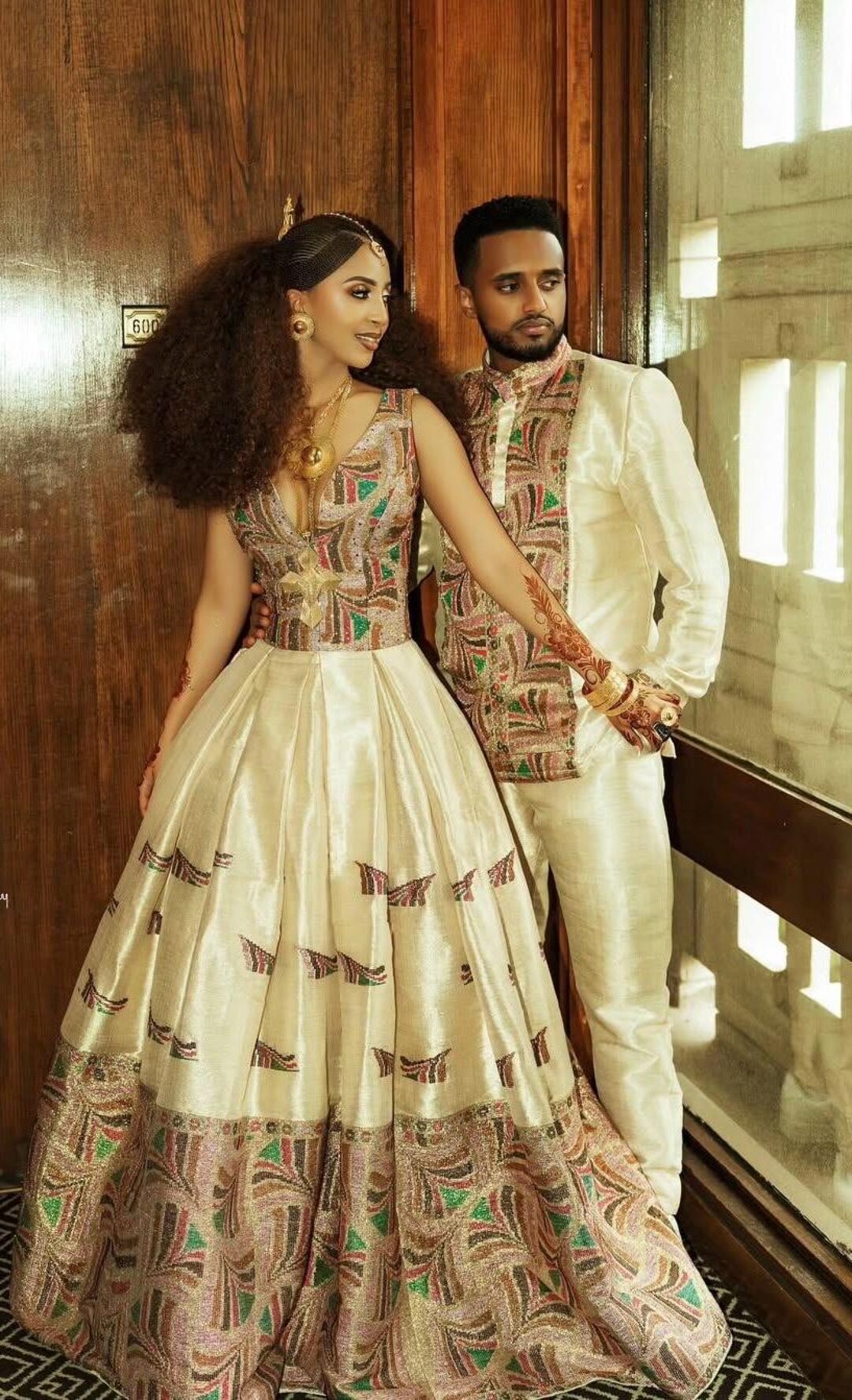 Handwoven Ethiopian Wedding Outfit: Habesha Kemis With Tibeb Embroidery ...