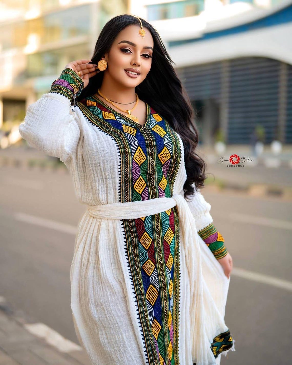 Handwoven Axum Kemis Dress: Ethiopian Cotton With Tibeb Embroidery - Etsy