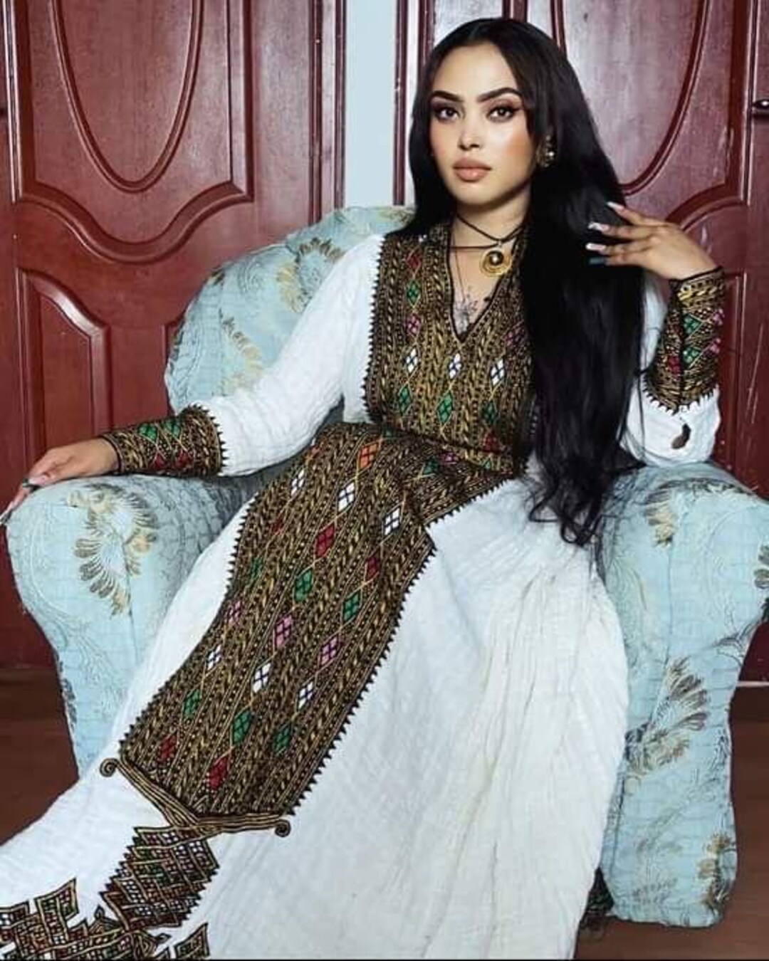 Handwoven Ethiopian Cotton Dress: Tibeb Embroidered Habesha Kemis - Etsy