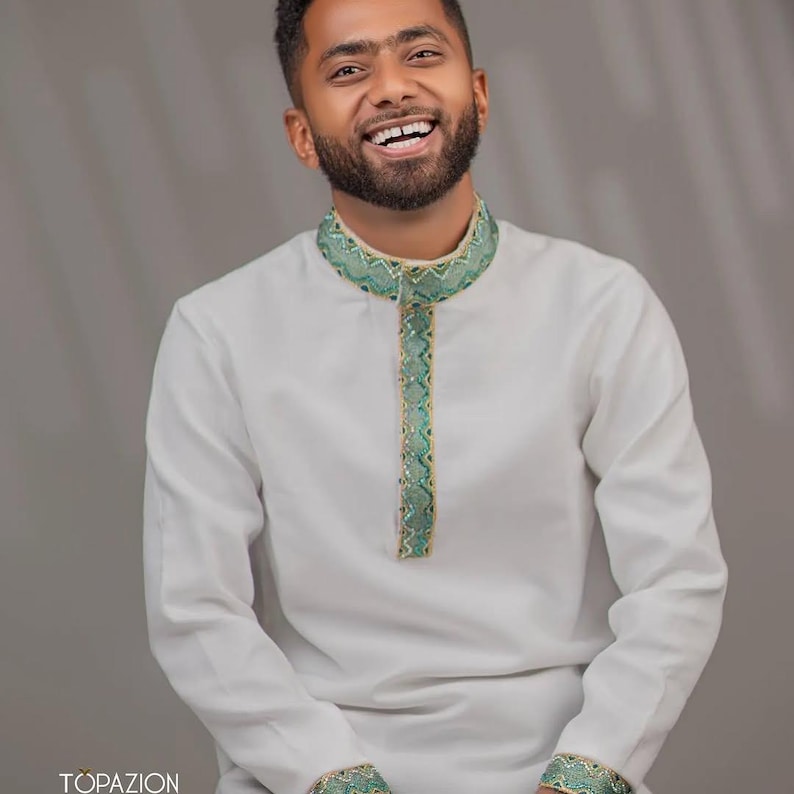 Handwoven Ethiopian Wedding Outfit: Habesha Kemis With Tibeb Embroidery ...