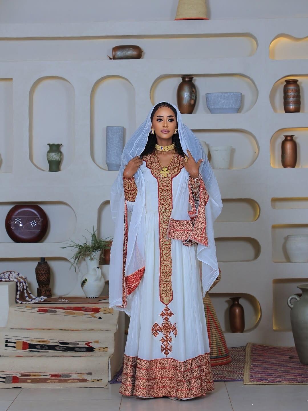 Ethiopian Habesha Kemis Handwoven Cotton Traditional Dress With Tibeb ...