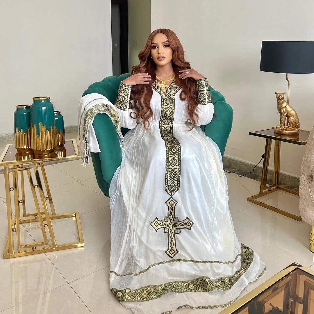 Ethiopian Habesha Kemis Handwoven Cotton Traditional Dress With Tibeb ...