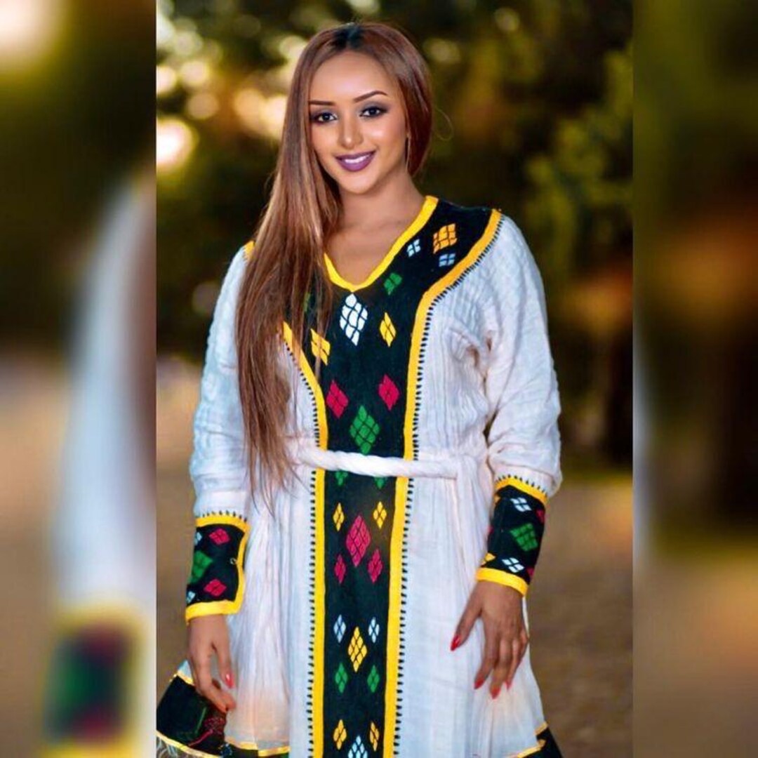 Handwoven Habesha Kemis Dress: Ethiopian Cotton Tibeb Embroidery - Etsy