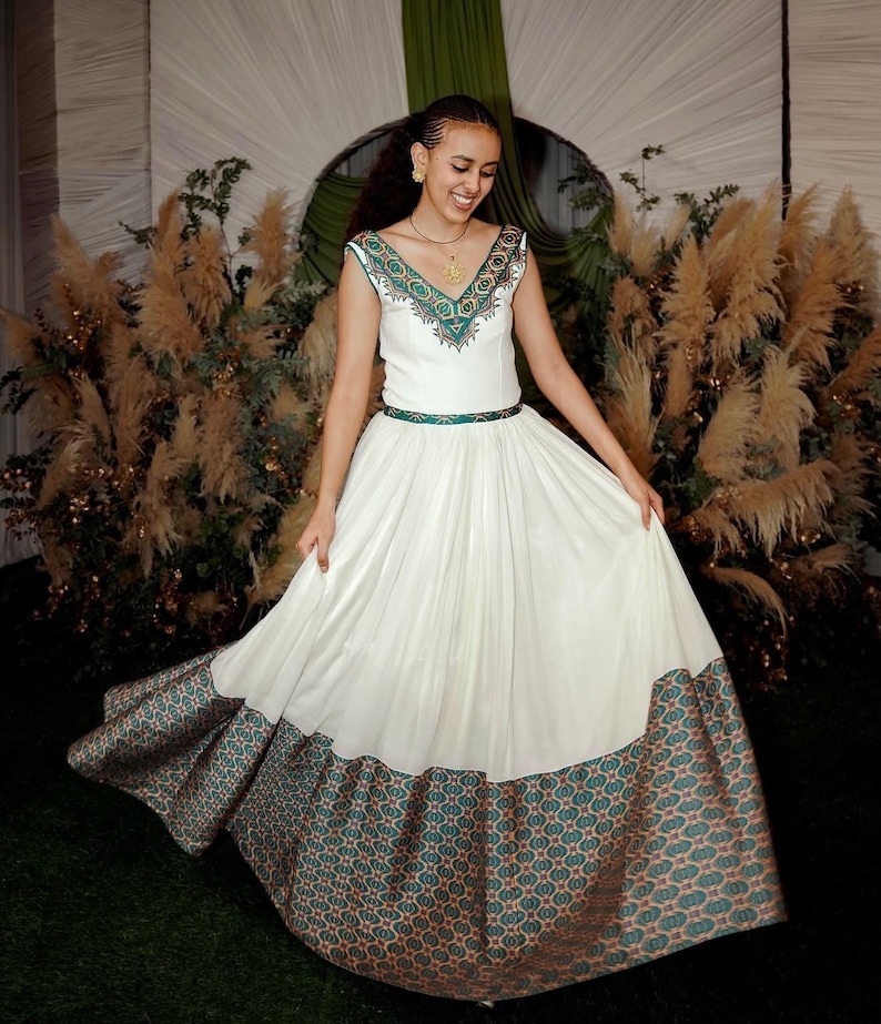 Ethiopian Habesha Kemis Handwoven Cotton Traditional Dress With Tibeb ...