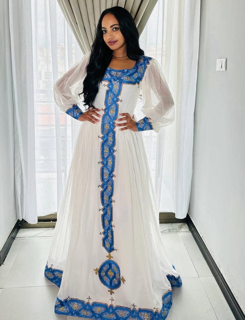 Ethiopian Habesha Kemis Handwoven Cotton Traditional Dress With Tibeb ...