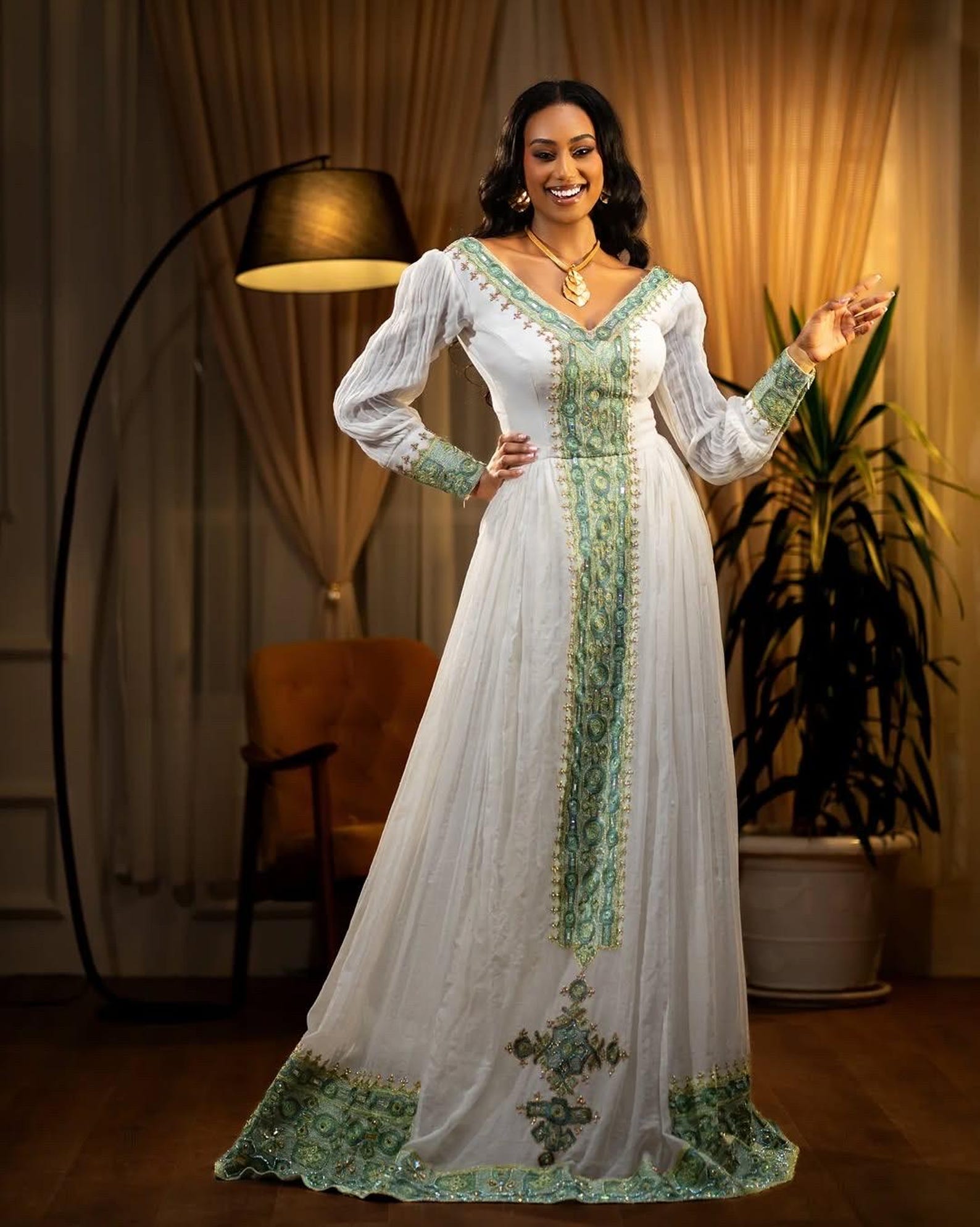 Ethiopian Habesha Kemis Handwoven Cotton Traditional Dress With Tibeb ...