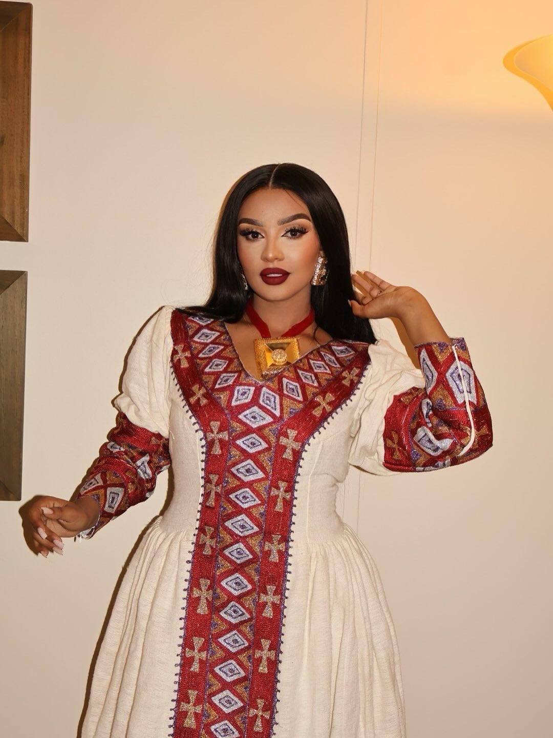 Ethiopian Habesha Kemis Handwoven Cotton Traditional Dress With Tibeb ...