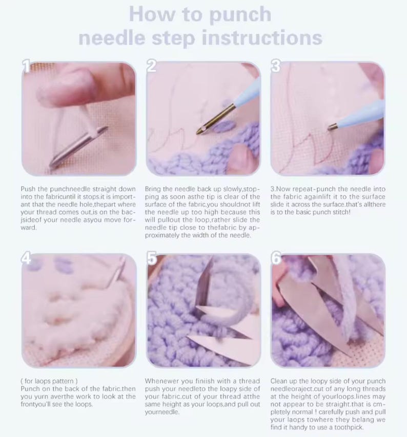 DIY Punch Needle Kit – Polar Bear Embroidery Craft for Beginners (20cm ...