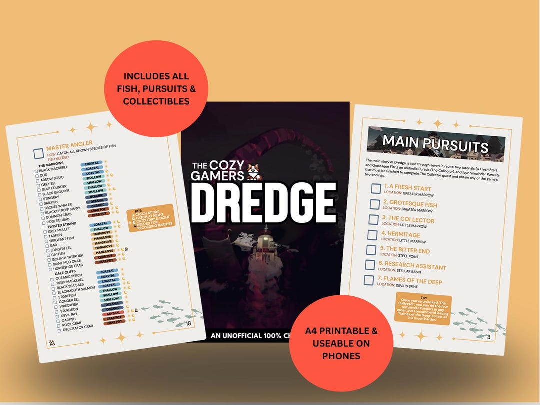 Dredge 100% Checklist and Printable Guide - Etsy