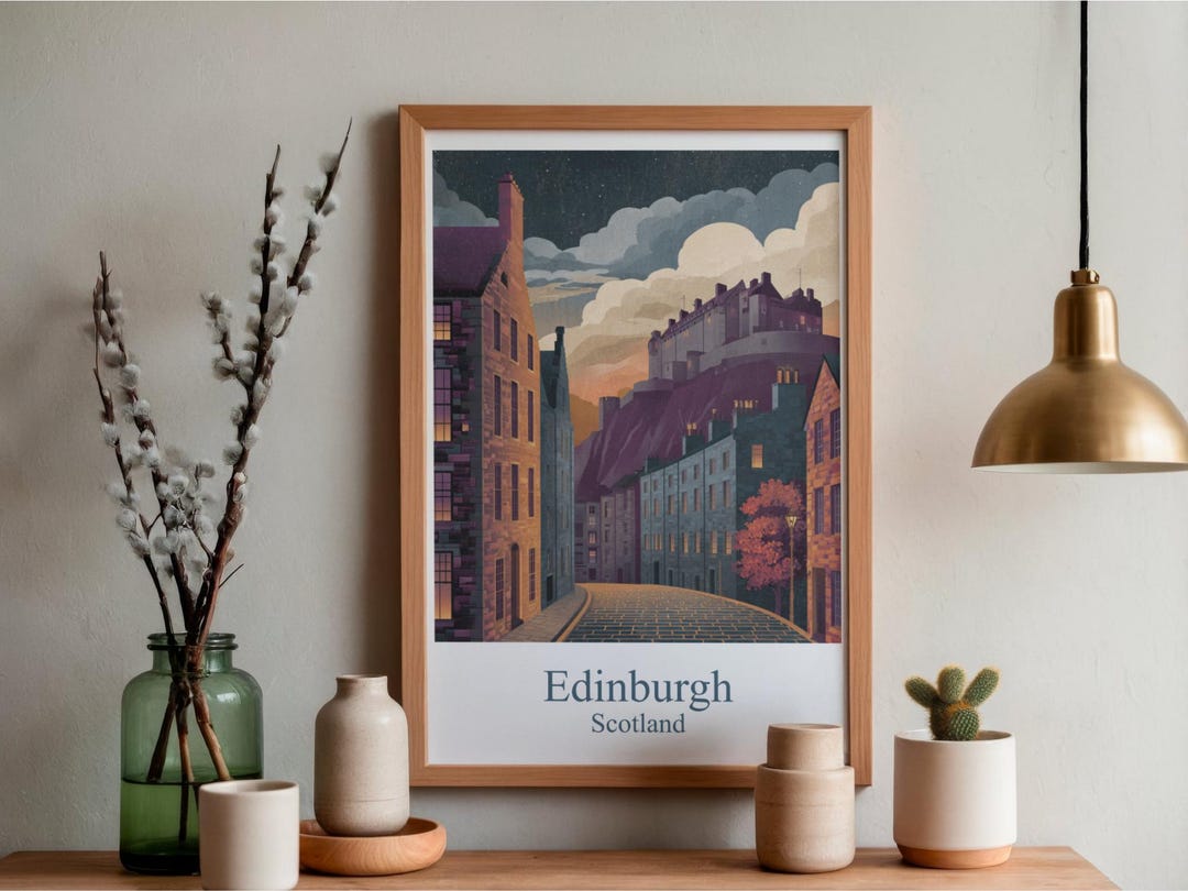 Edinburgh Travel Poster | Retro Modern Wall Art | United Kingdom Print ...