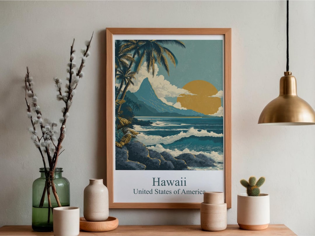 Hawaii Wall Travel Poster | Retro Modern Wall Art | USA Print - Etsy UK