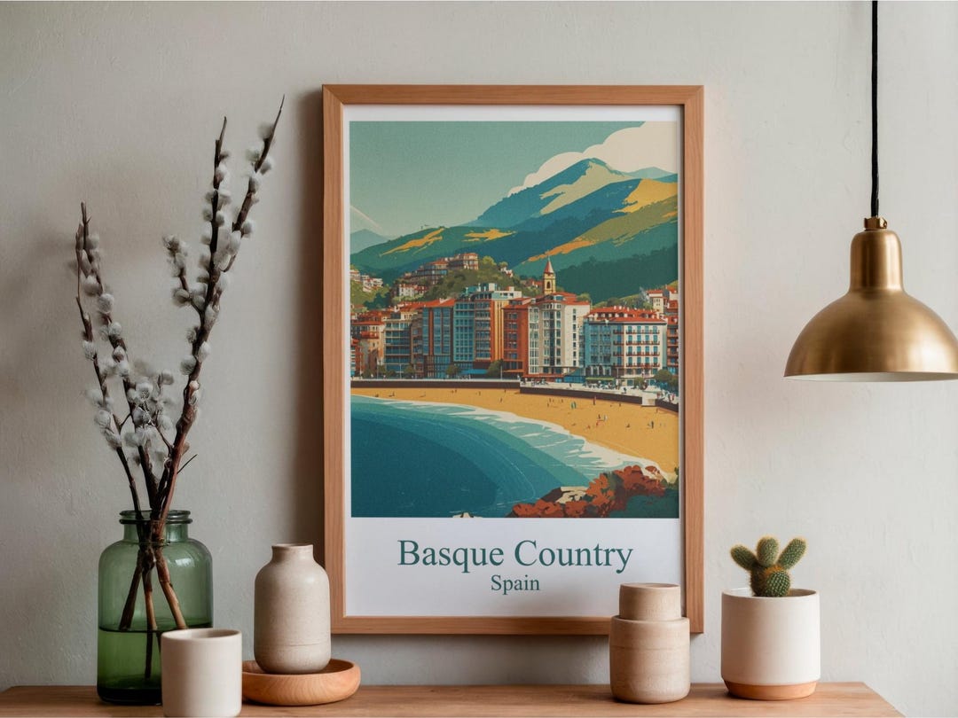 Basque Travel Poster | Retro Modern Wall Art | Spain Print - Etsy